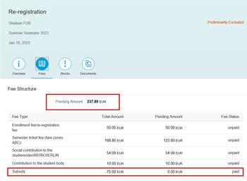 Fees and Contributions • Education • Freie Universität Berlin